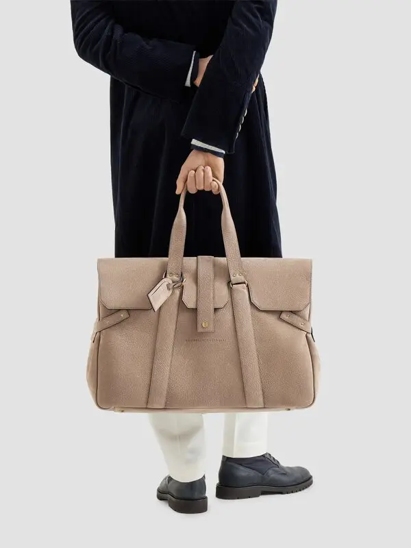 Brunello Cucinelli Textured Nubuck Country Weekender Bag