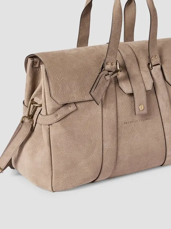 Brunello Cucinelli Textured Nubuck Country Weekender Bag