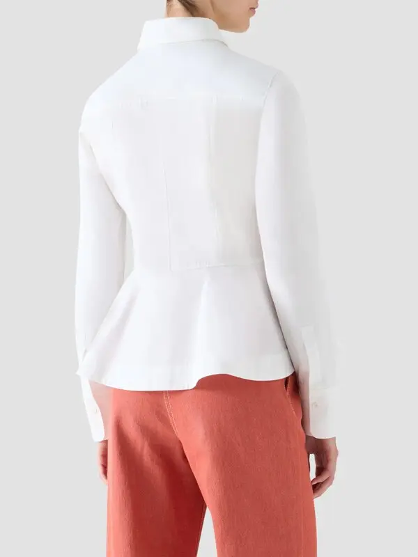 Akris Cotton Poplin Peplum Blouse