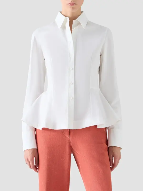 Akris Cotton Poplin Peplum Blouse