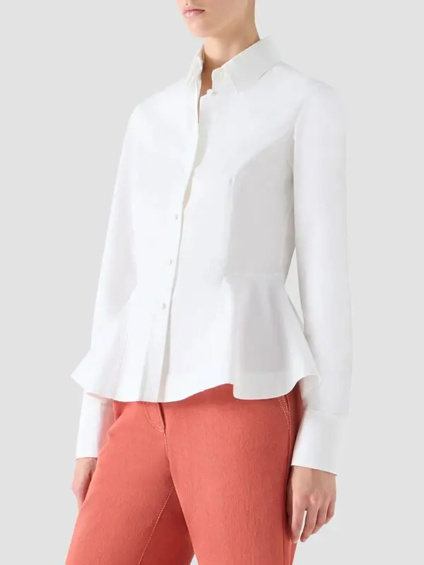 Akris Cotton Poplin Peplum Blouse