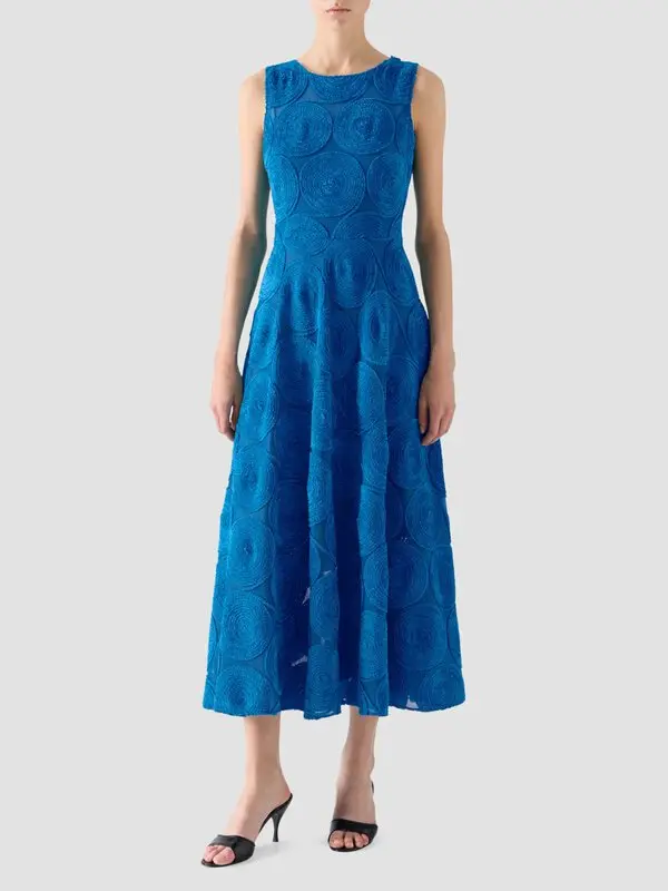 Akris Chenille Embroidery Mesh Midi Dress