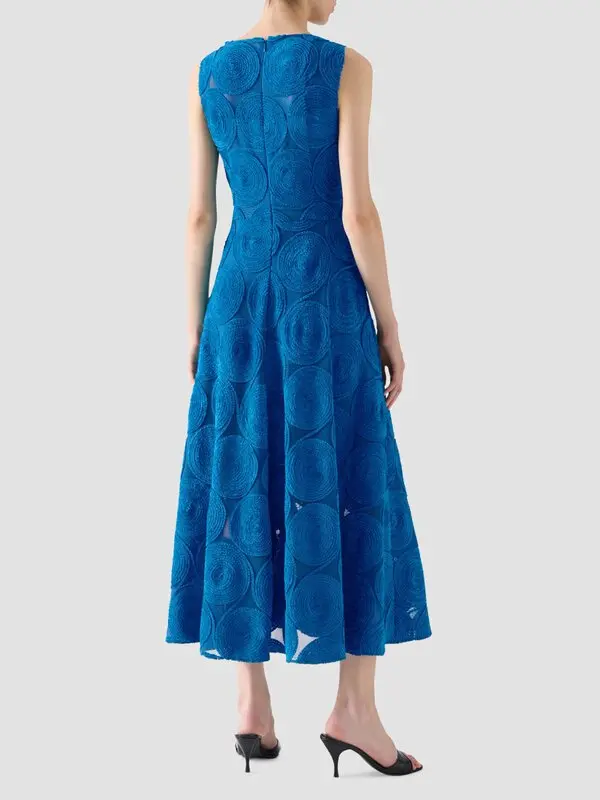 Akris Chenille Embroidery Mesh Midi Dress