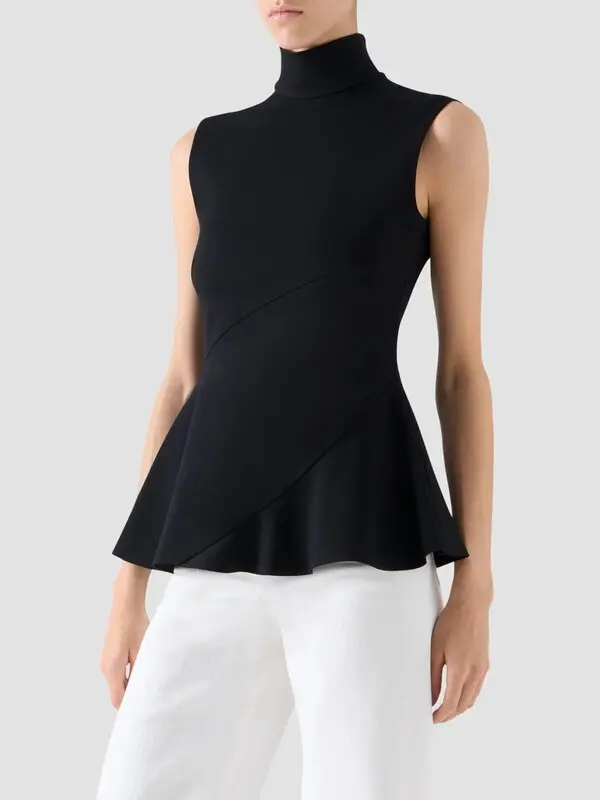 Akris Signature Jersey Twisted-seam Peplum Top