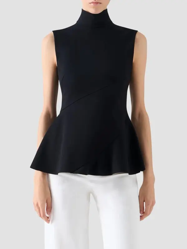 Akris Signature Jersey Twisted-seam Peplum Top