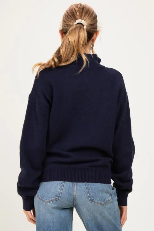 PINKBLUSH Half Zip Mock Neck Sweater