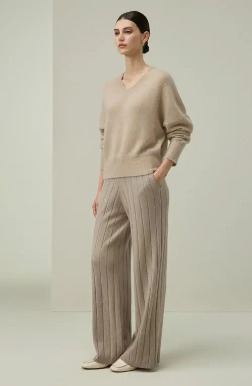 Lilysilk Lurex-silk-cashmere V-neck Sweater - Camel