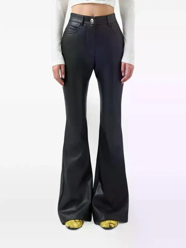 Gcds Flare-leg Faux-leather Trousers
