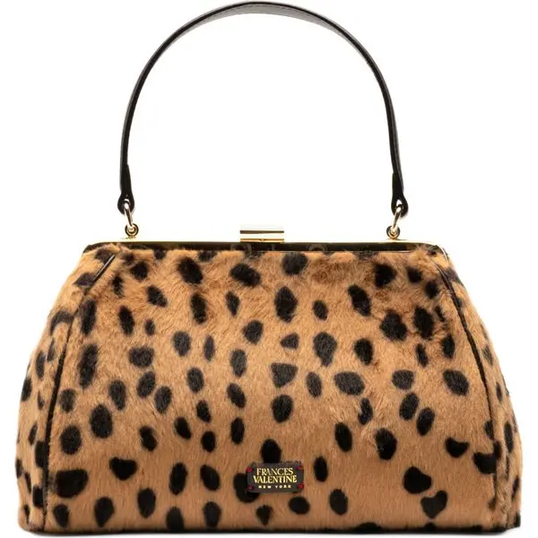 FRANCES VALENTINE Frances Cheetah Faux Fur Frame Clutch