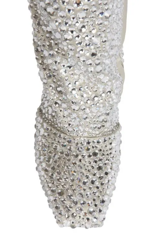 Balmain Wedge Thigh-high Satin Boots With Crystals
