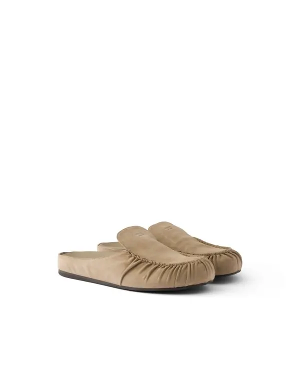 Prada Suede Mules - Neutral