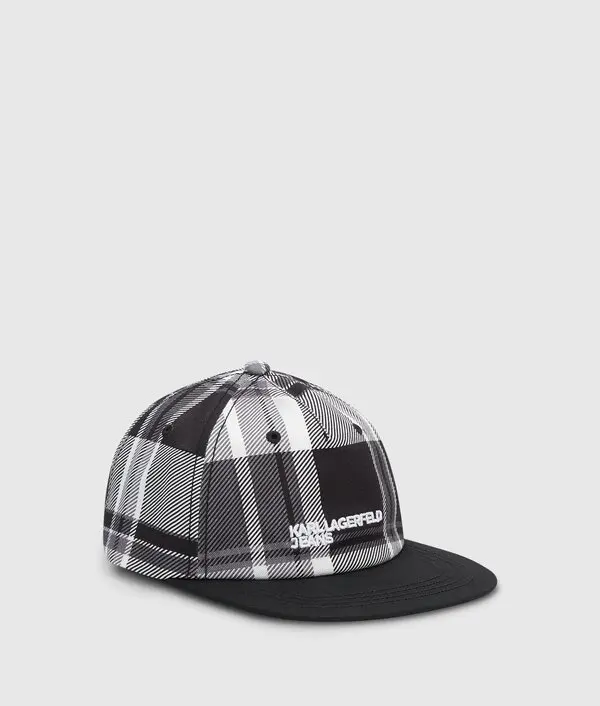 Karl Lagerfeld Plaid Flat Brim Cap