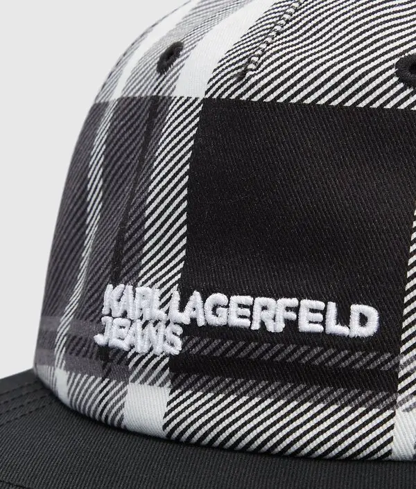 Karl Lagerfeld Plaid Flat Brim Cap