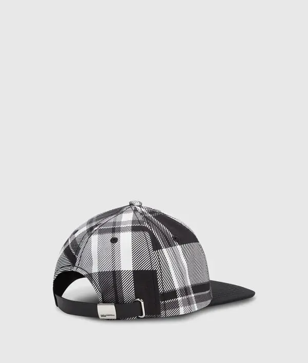 Karl Lagerfeld Plaid Flat Brim Cap