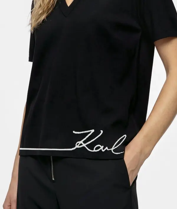 Karl Lagerfeld Signature V-neck T-shirt