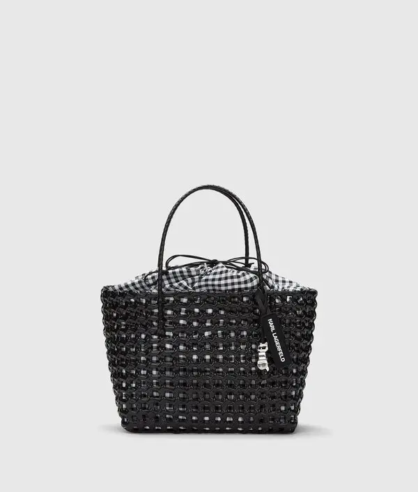 Karl Lagerfeld Ikon Gingham Basket Bag - Black