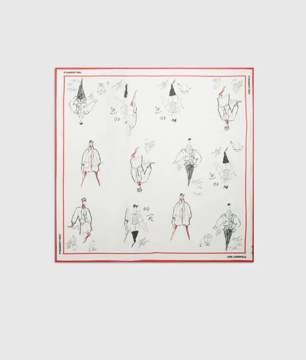 Karl Lagerfeld Sketch Silk-blend Scarf - Pristine