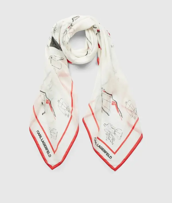 Karl Lagerfeld Sketch Silk-blend Scarf