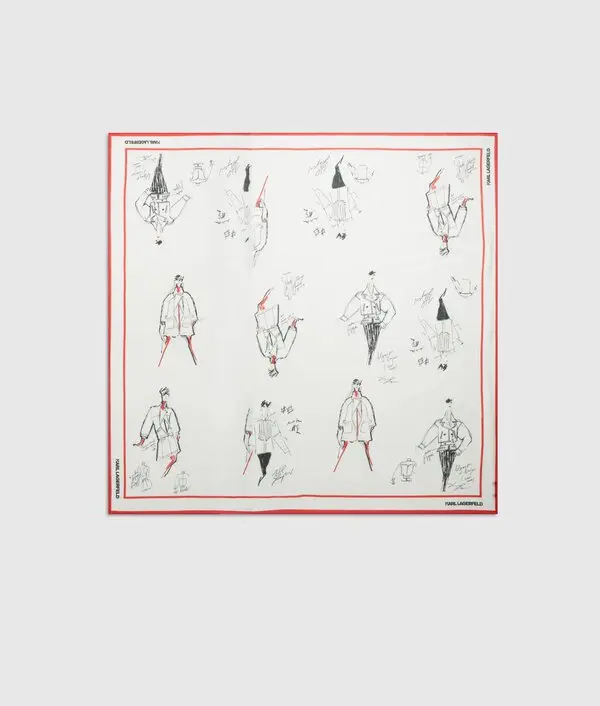 Karl Lagerfeld Sketch Silk-blend Scarf - Pristine