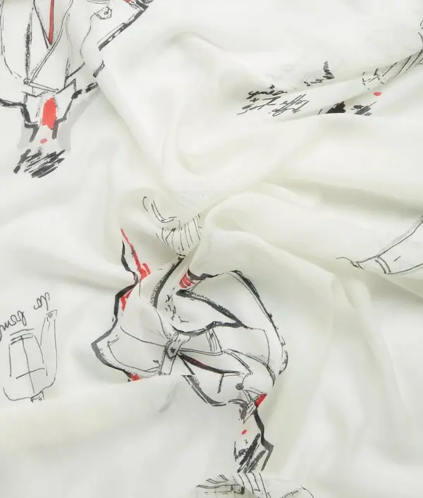 Karl Lagerfeld Sketch Silk-blend Scarf - Pristine