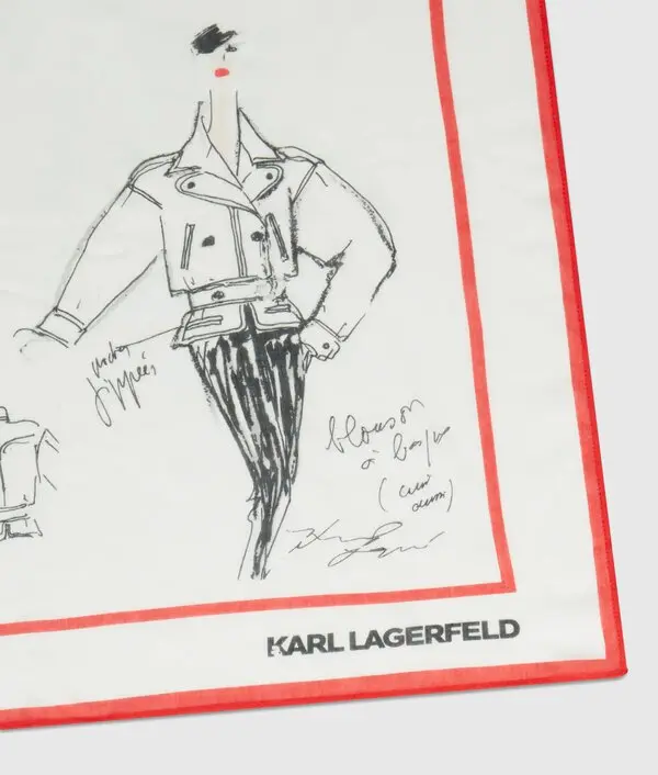 Karl Lagerfeld Sketch Silk-blend Scarf - Pristine
