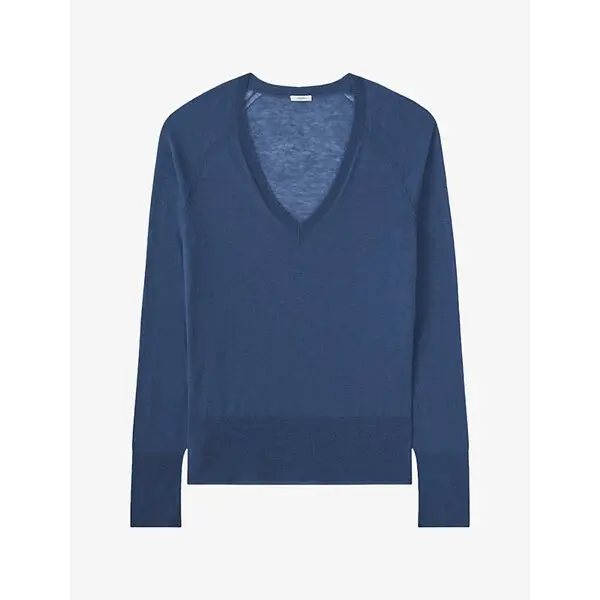 JOSEPH Cetus V-neck Cashmere Top - Mineral