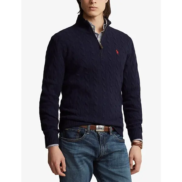 Polo Ralph Lauren Logo-embroidered Half-zip Wool-cashmere Blend Jumper