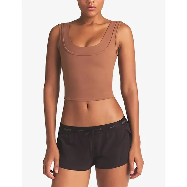 NIKESKIMS Matte Double-strap Scoop-neck Tank Top
