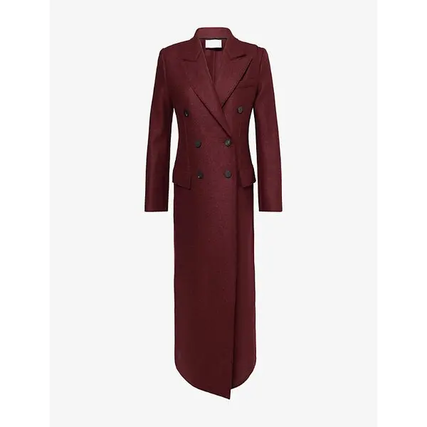 Harris Wharf London Long Double-breasted Tailored Pressed Wool Coat - Cinabre