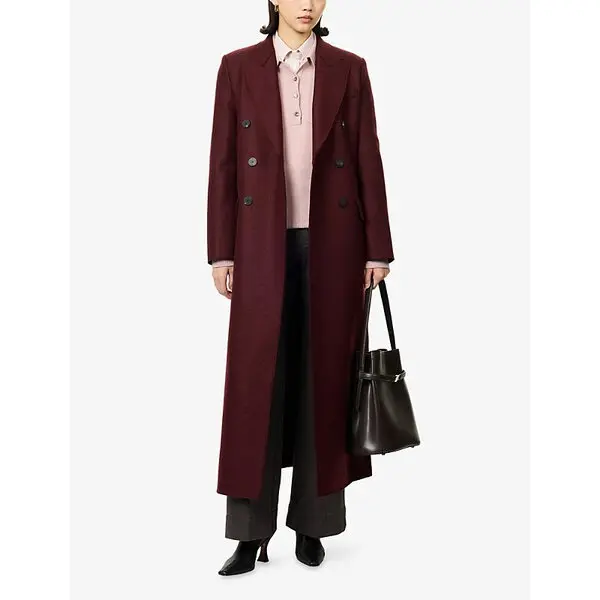 Harris Wharf London Long Double-breasted Tailored Pressed Wool Coat
