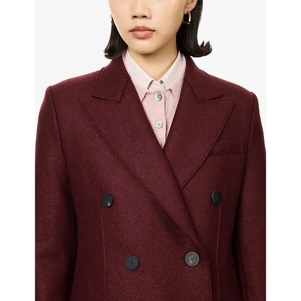 Harris Wharf London Long Double-breasted Tailored Pressed Wool Coat