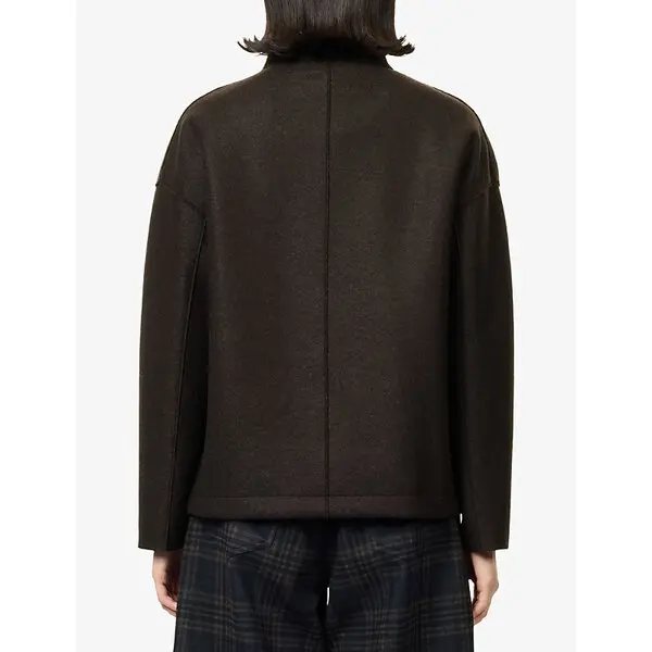Harris Wharf London Cropped Funnel Wool Jacket