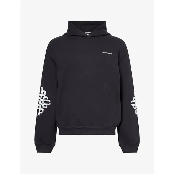THE COUTURE CLUB Logo-print Kangaroo-pocket Cotton Hoodie - Black