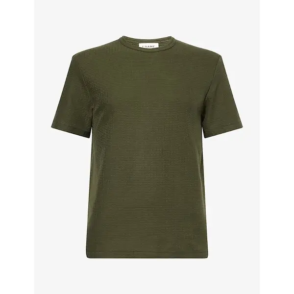 FRAME Crewneck Textured Cotton T-shirt