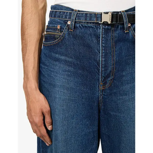Sacai Wide-leg Belted Denim Trousers