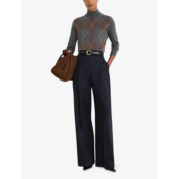 REISS Luna Wide-leg High-rise Wool-blend Trousers