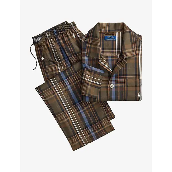 Polo Ralph Lauren Checked Embroidered-logo Cotton Pyjama Set