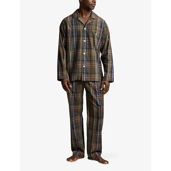 Polo Ralph Lauren Checked Embroidered-logo Cotton Pyjama Set