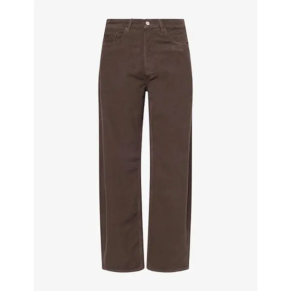 FRAME The Baggy Wide-leg Cotton Trousers - Mud Grey