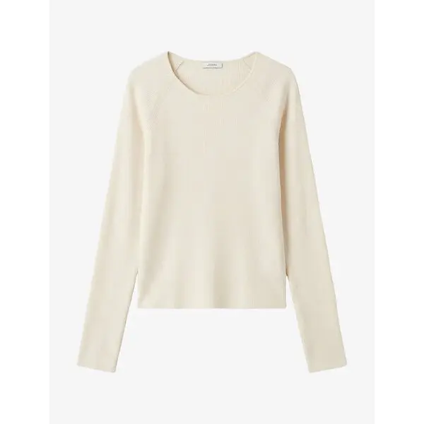 JOSEPH Nali Scoop-neck Long-sleeve Silk-blend Top - Ivory