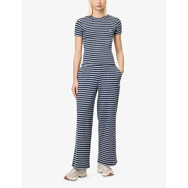 THE COUTURE CLUB Striped Brushed Cotton-blend Trousers