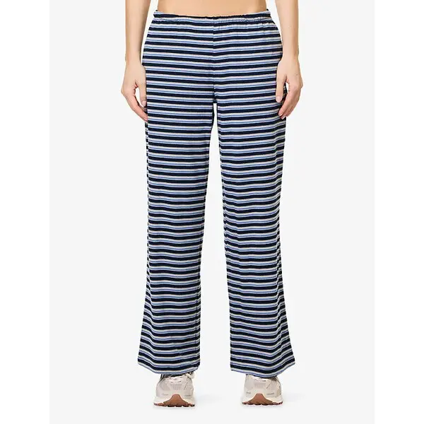 THE COUTURE CLUB Striped Brushed Cotton-blend Trousers