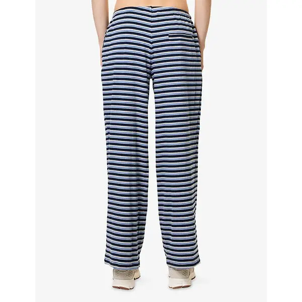 THE COUTURE CLUB Striped Brushed Cotton-blend Trousers