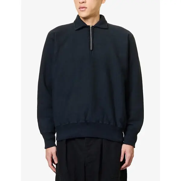 A.PRESSE Vintage Quarter-zip Cotton Jumper