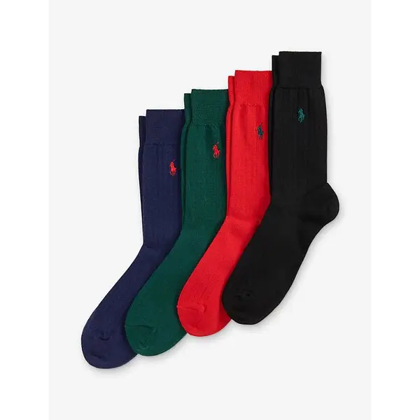 Polo Ralph Lauren 4-pack Rib-knit Wool-blend Socks - Multi