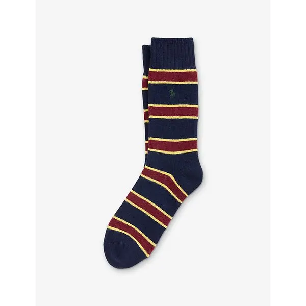 Polo Ralph Lauren Striped Cotton-blend Trouser Socks - Navy