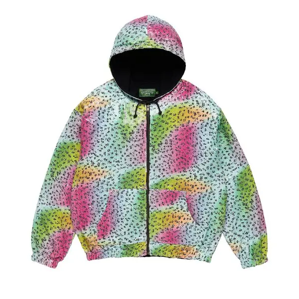 DENIM TEARS Stüssy Tears Rainbow Trout Sequin Zip Hoodie 'multi