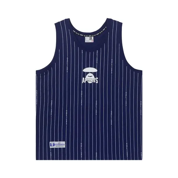 AAPE BY *A BATHING APE Moonface Striped Tank Top 'navy
