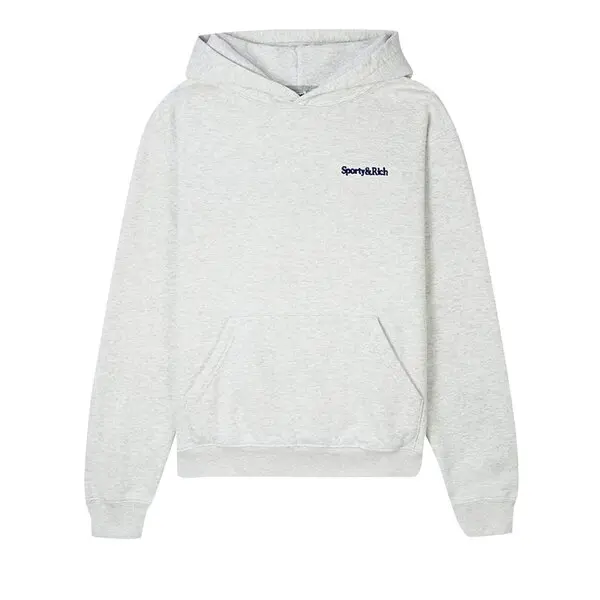Sporty & Rich Serif Logo Hoodie 'heather Gray/navy