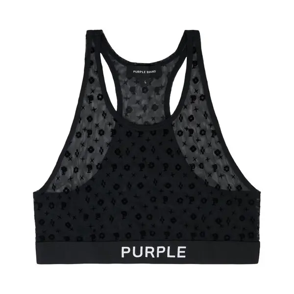 PURPLE BRAND Mesh Racer Bralette - Black